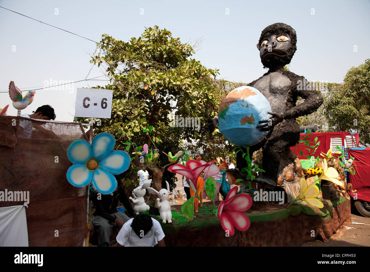 Monkey or ape on a float, Goa Carnival Panaji Stock Photo - Alamy