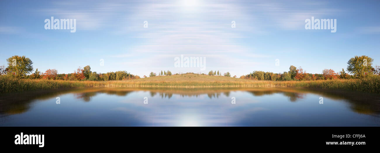 Pond, Field and Sky Stock Photo - Alamy