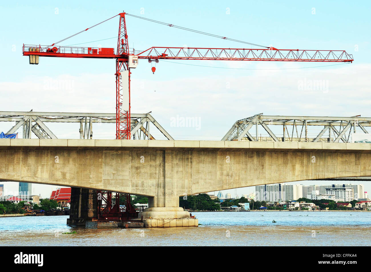 Construction of an elevated commuter train rail platform in thailand ...