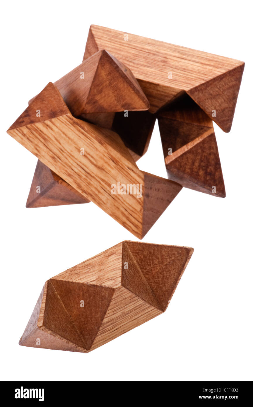 object on white - toy Wooden Puzzle Stock Photo - Alamy