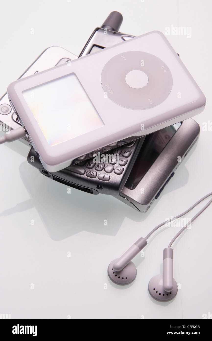 Stack of Electronic Gadgets Stock Photo - Alamy