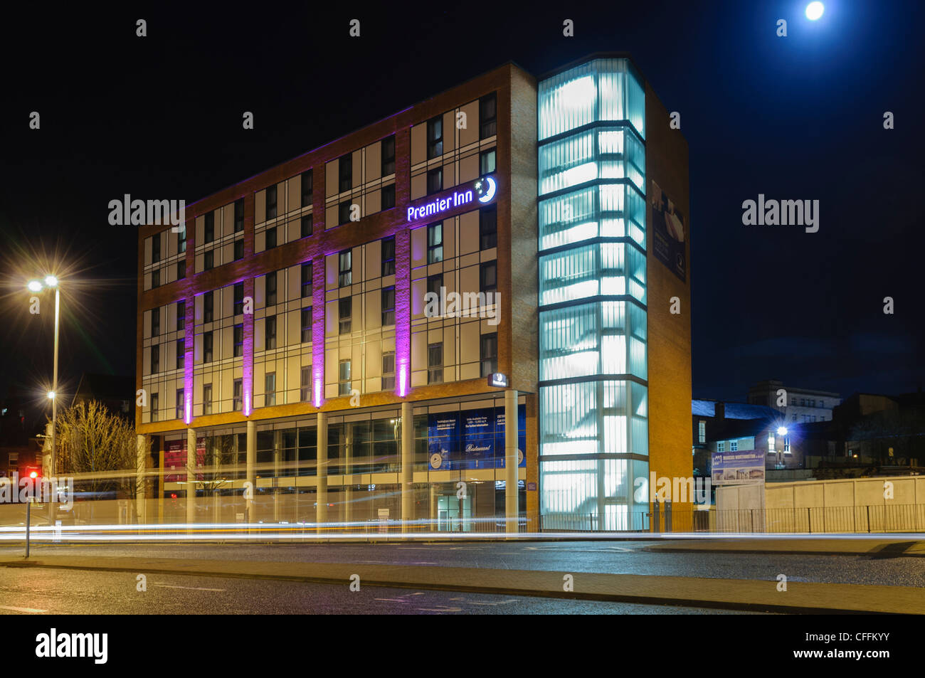 Premier Inn hotel at night Stock Photo - Alamy