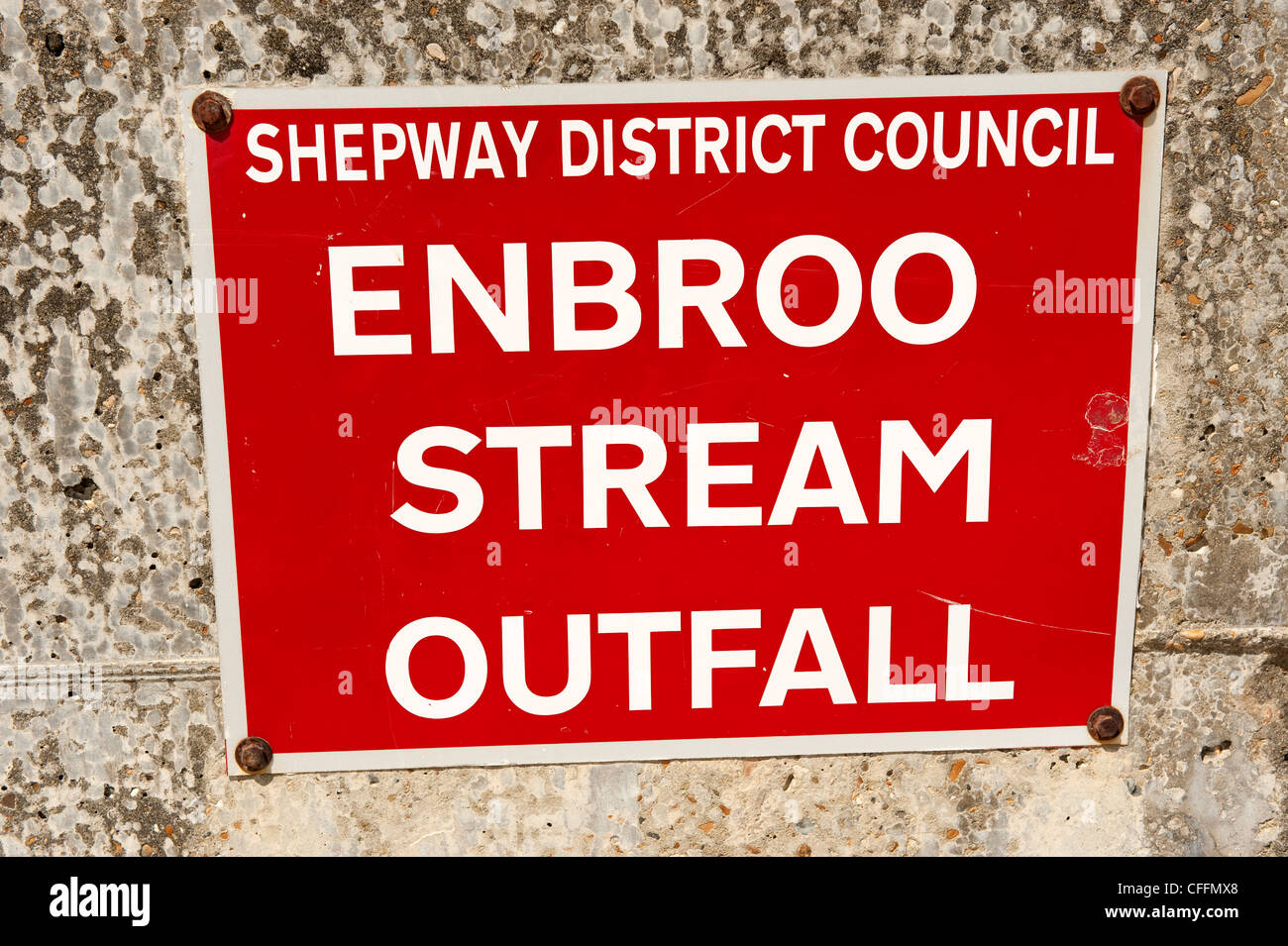 Enbroo Stream Outfall Sign Hythe Kent UK Stock Photo - Alamy