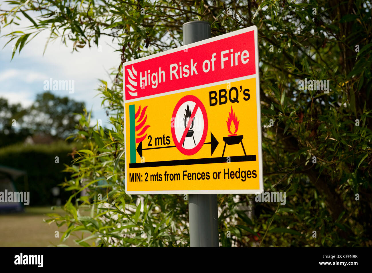 High Risk of Fire safety sign Caravan site Stock Photo - Alamy
