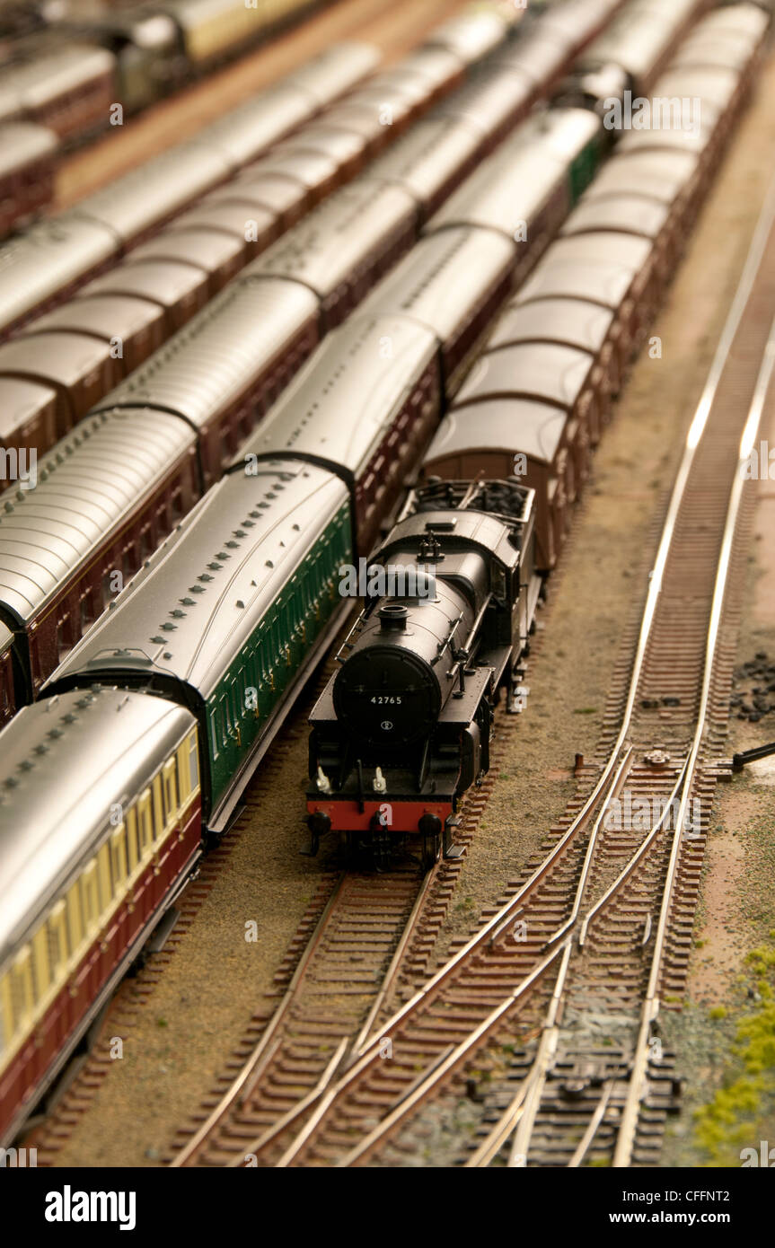 Model Railway Layout showing various trains and models Stock Photo - Alamy