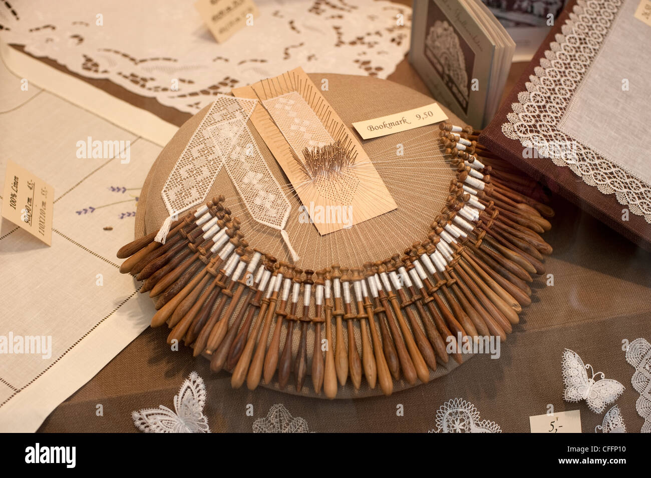 Traditional Flemish Lace Making Brugge Bruge Belgium Europe EU Stock ...