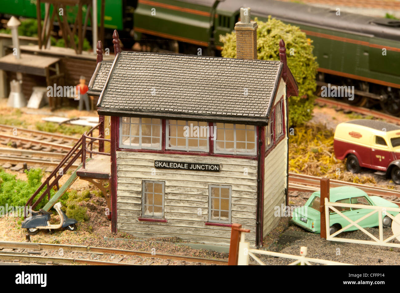 Model Railway Layout showing various trains and models Stock Photo - Alamy