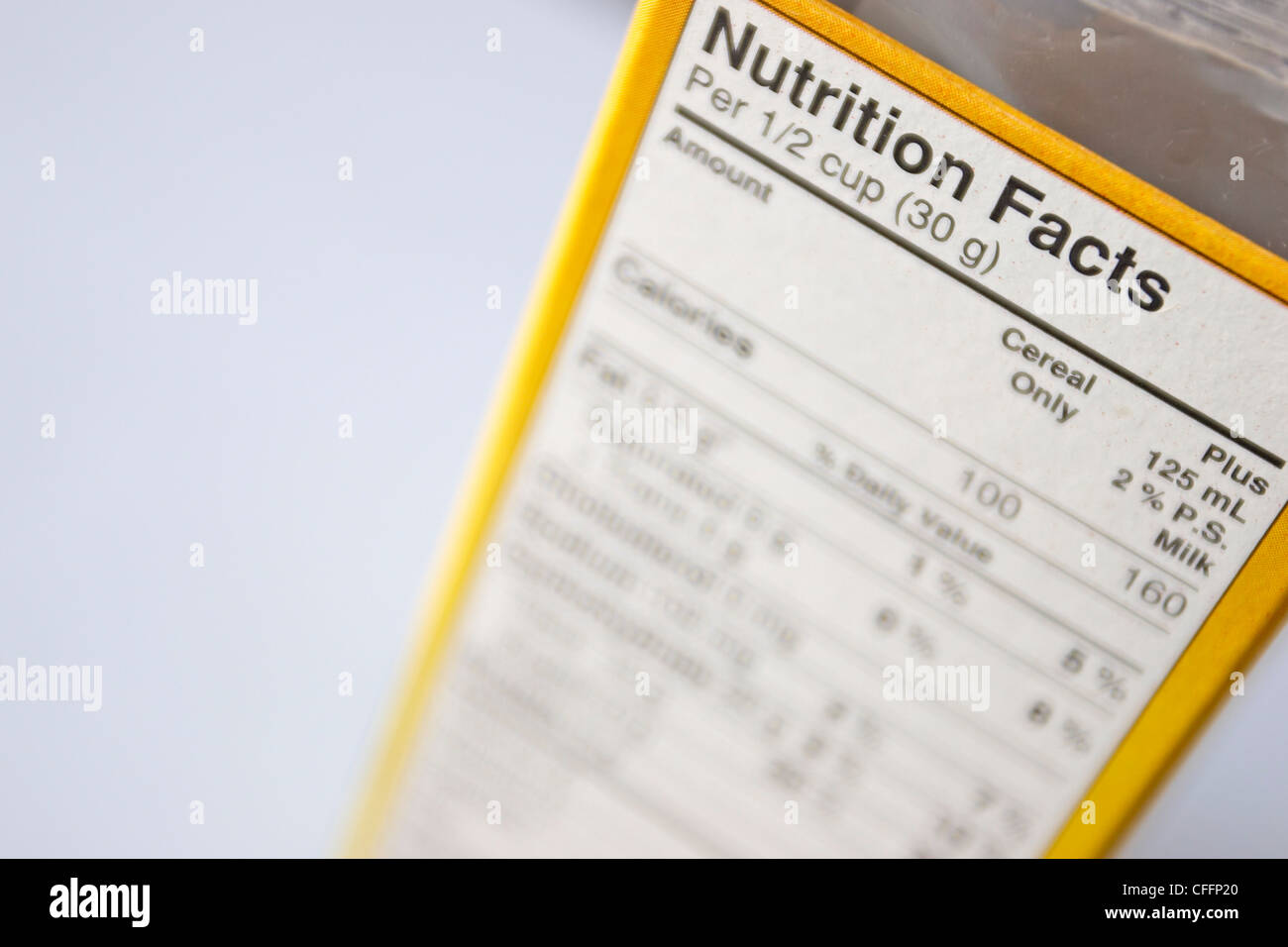 Nutrition facts label cereal box hi-res stock photography and images ...