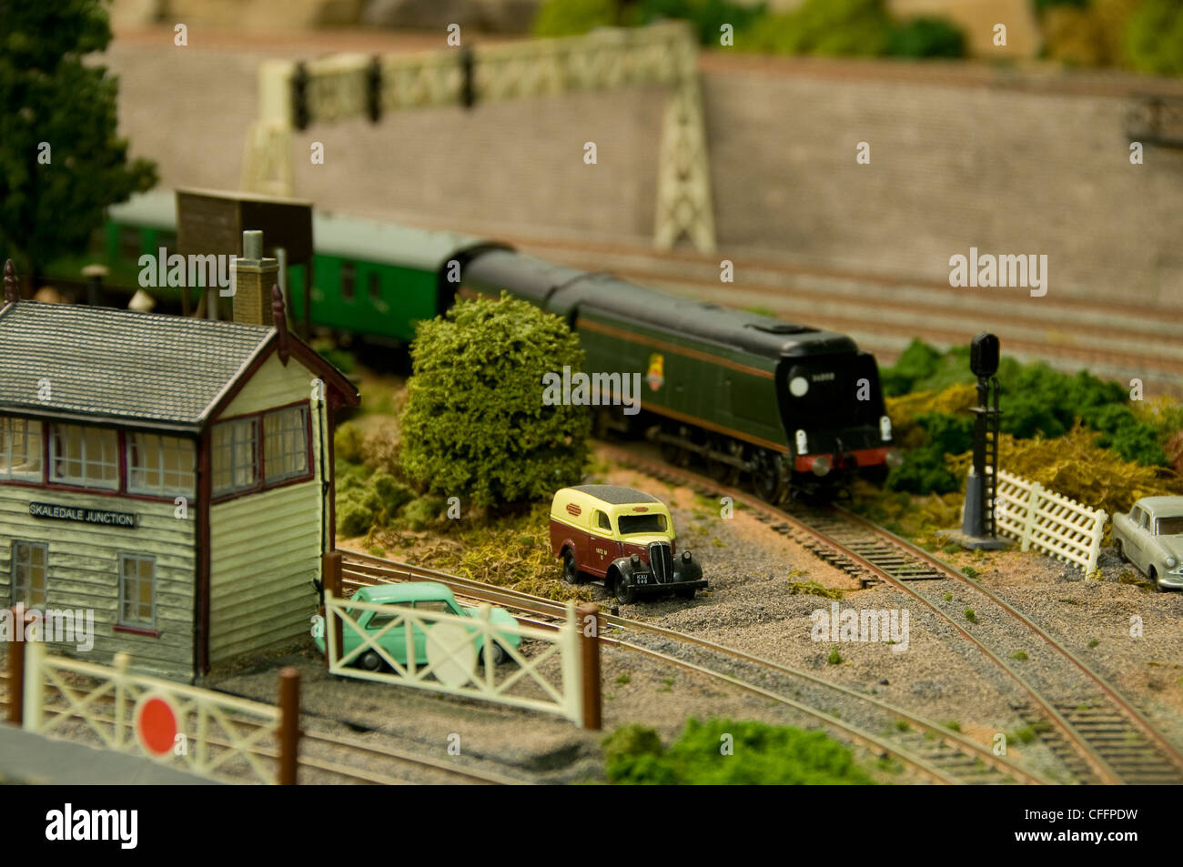 Model Railway Layout showing various trains and models Stock Photo - Alamy