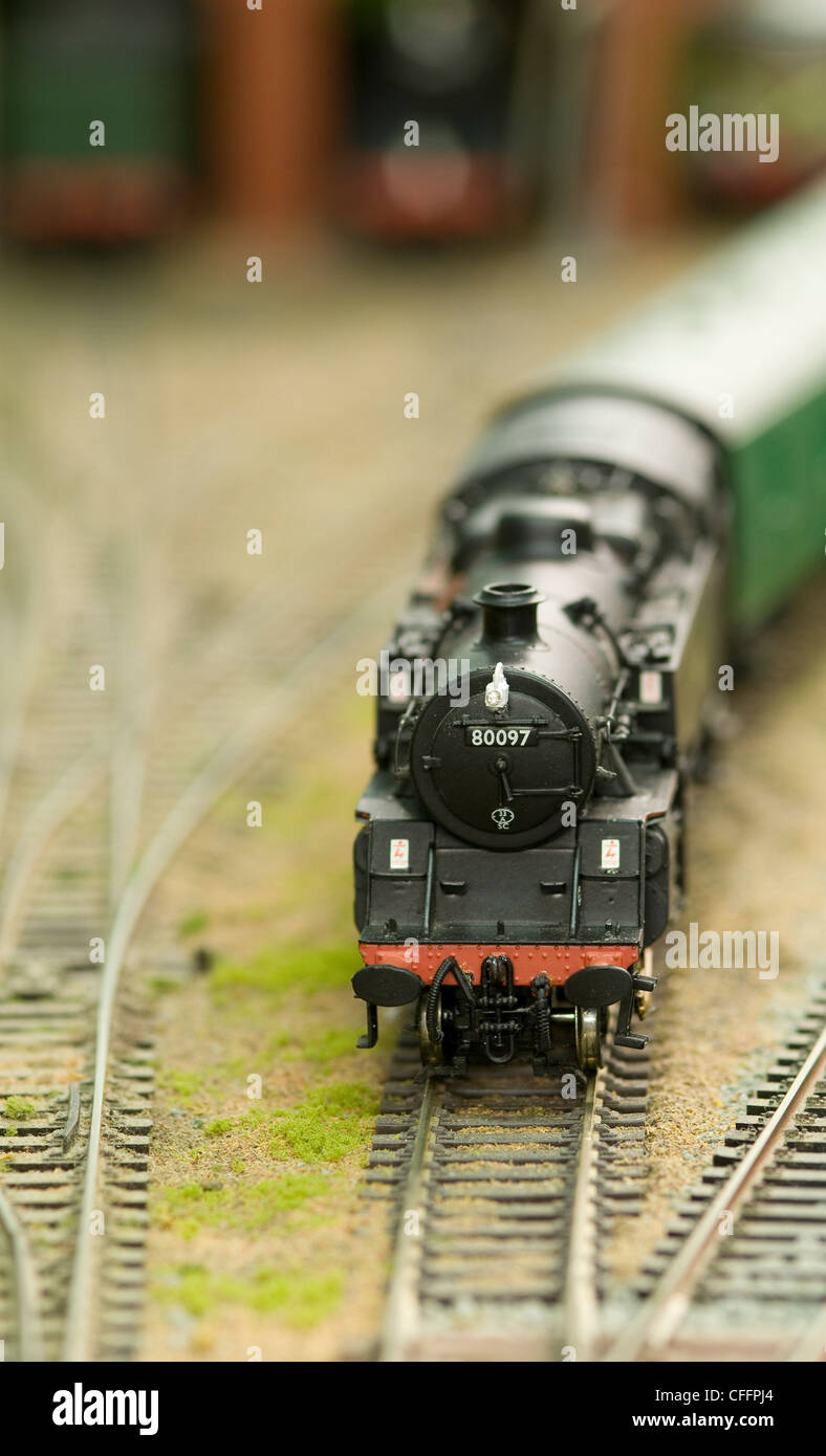 Model Railway Layout showing various trains and models Stock Photo - Alamy