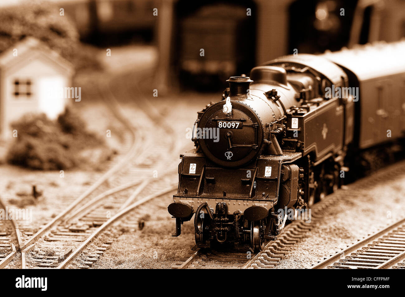 Model Railway Layout showing various trains and models Stock Photo - Alamy