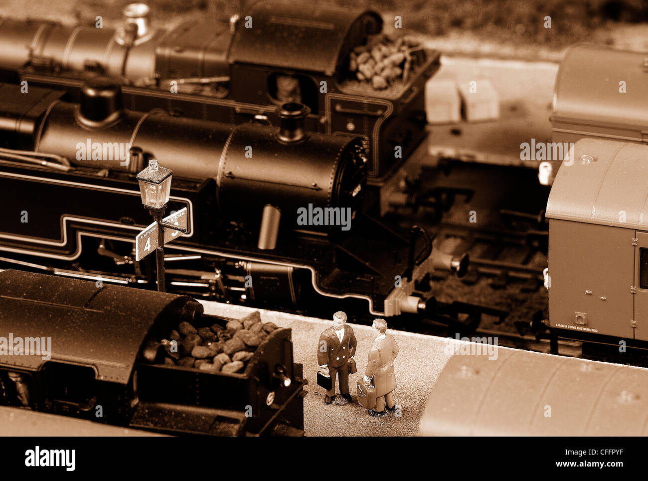 Model Railway Layout showing various trains and models Stock Photo - Alamy