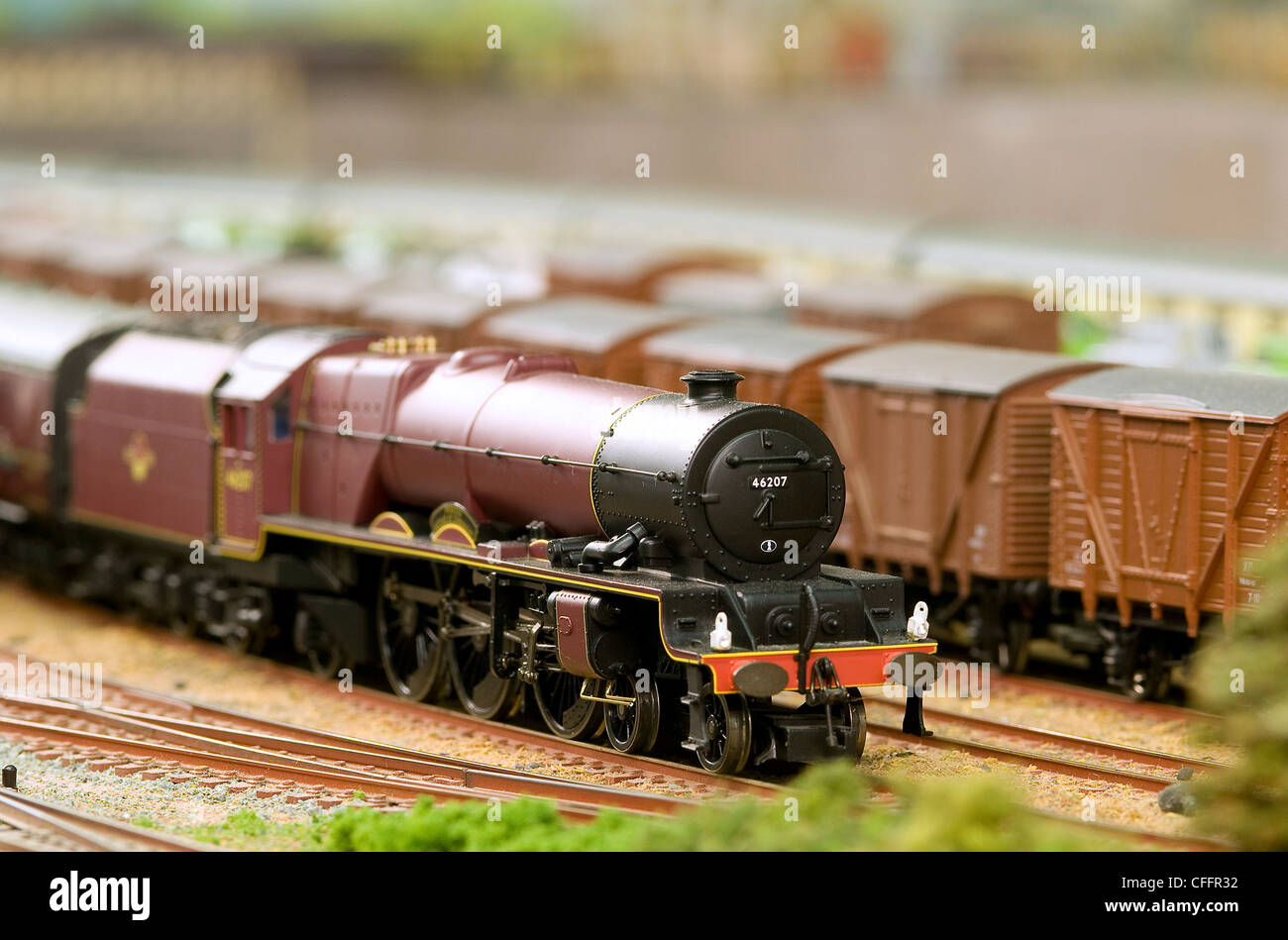 Model Railway Layout showing various trains and models Stock Photo - Alamy