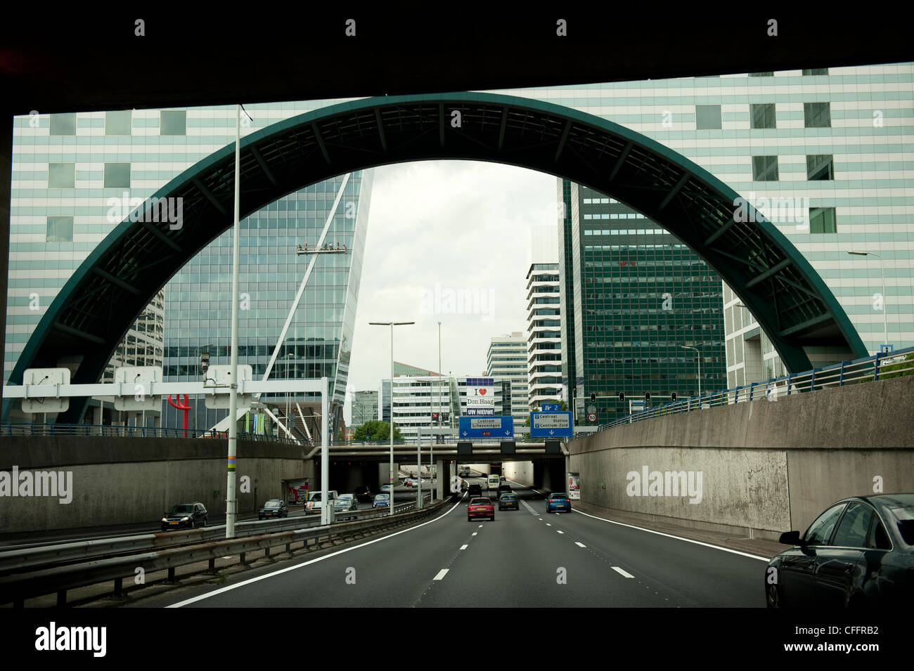 Arched Bridge Office over road The Hague Holland Netherlands Europe EU Stock Photo - Alamy