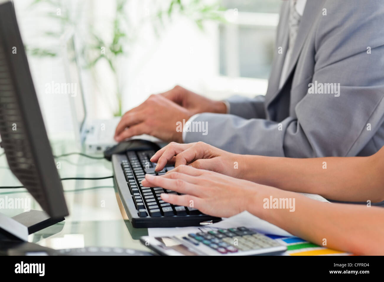 People working together on computers Stock Photo - Alamy