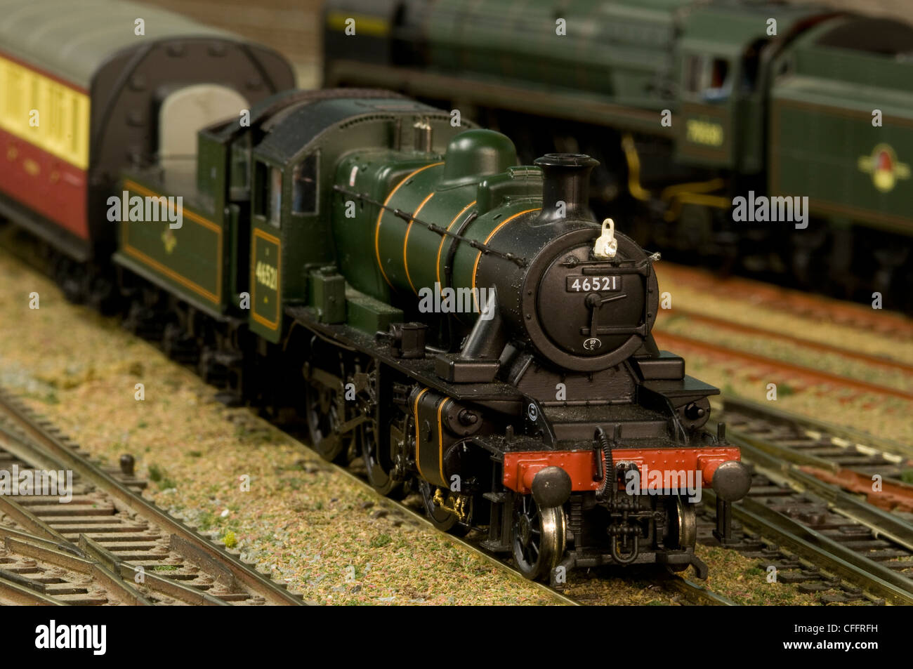 Model Railway Layout showing various trains and models Stock Photo - Alamy