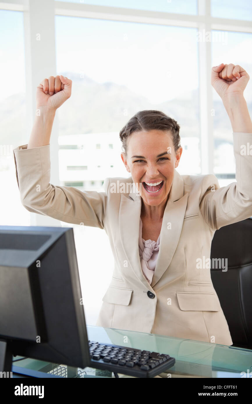 Portrait of a businesswoman with braids getting a promotion Stock Photo ...
