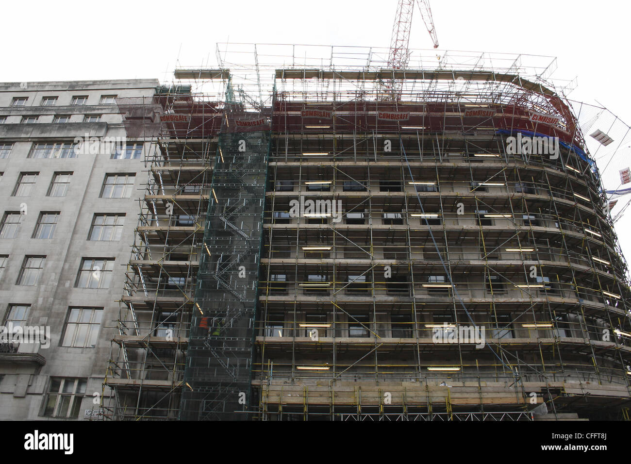 scaffolding on building. Lancaster Place, London, England, UK Stock ...