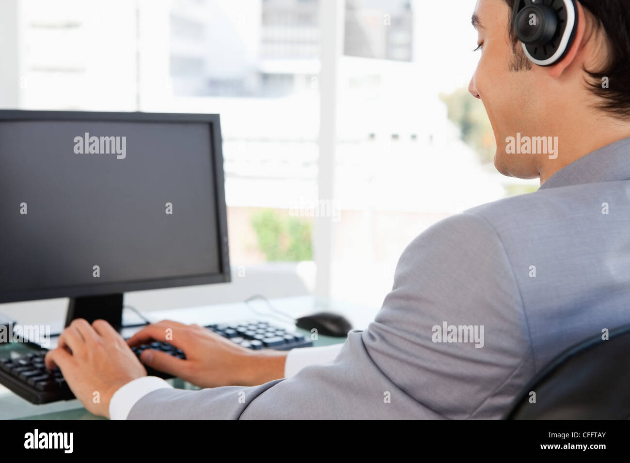 Headset office rear view hi-res stock photography and images - Alamy