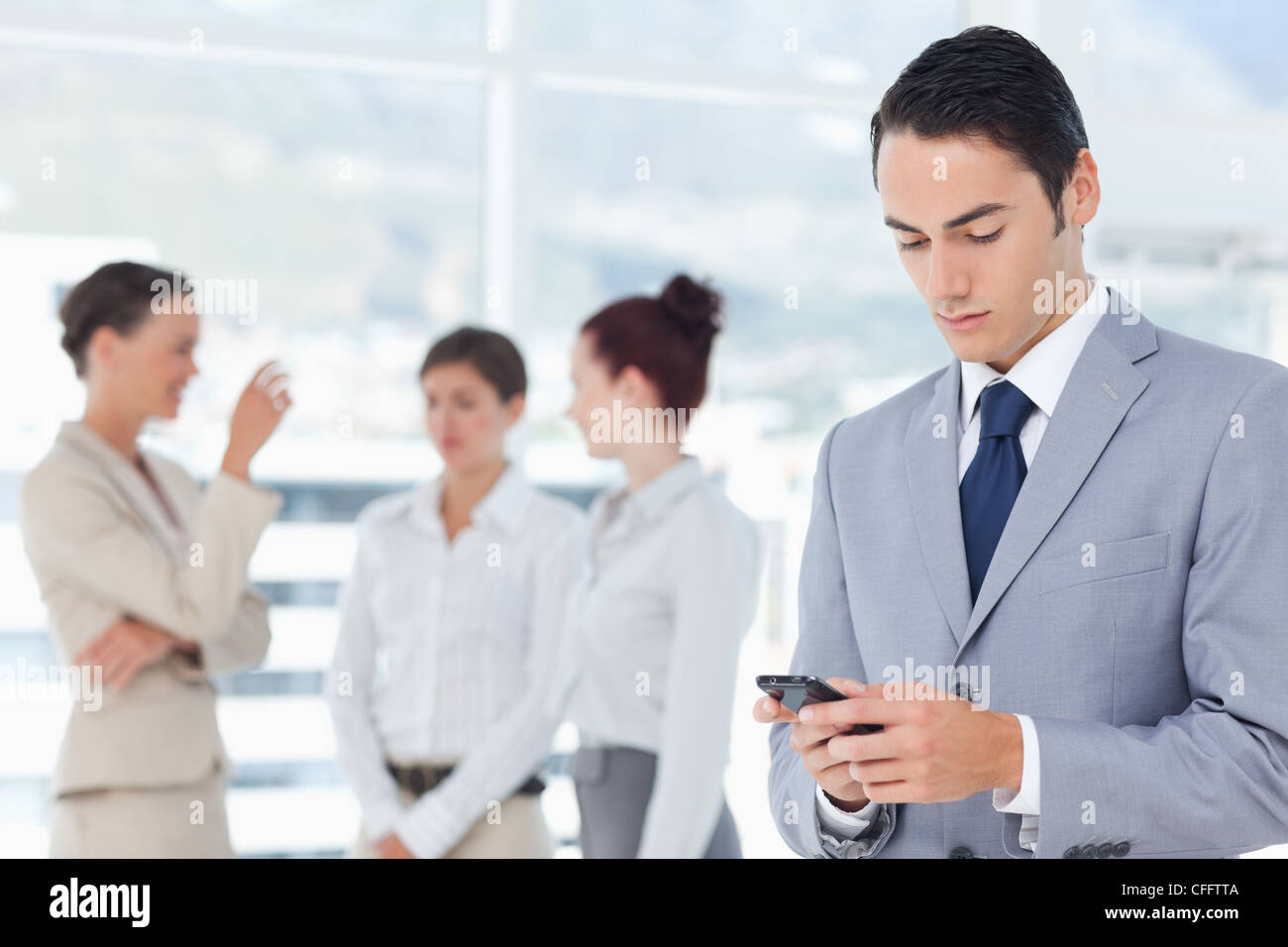 Man typing text behind hi-res stock photography and images - Alamy