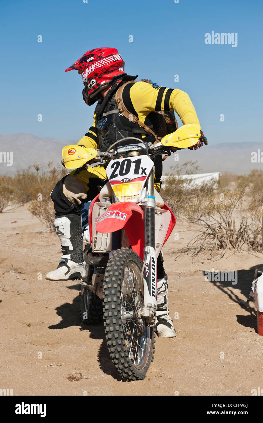 201x motorcycle rider Derek Duncan at pit #2 at race mile 70, 2012 San ...