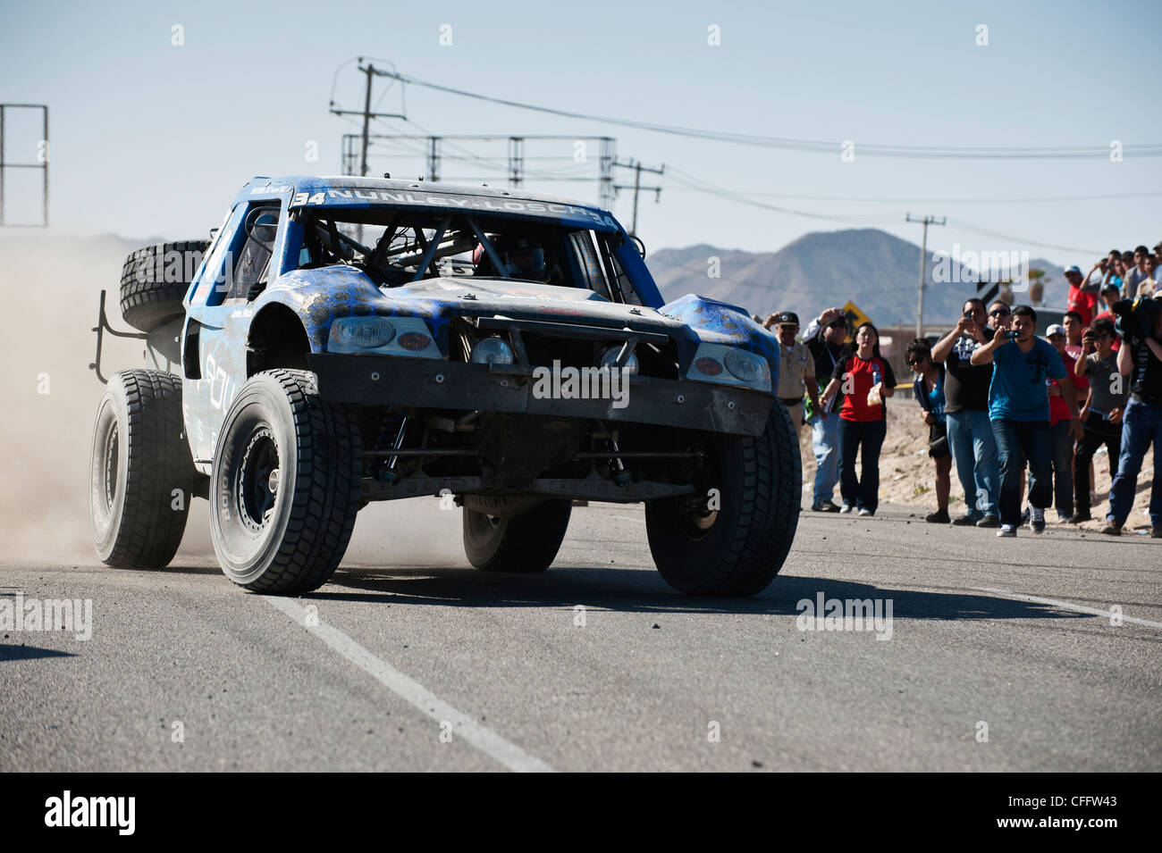 Ken Losch Trophy Truck arriving at finish of 2012 San Felipe Baja 250 ...