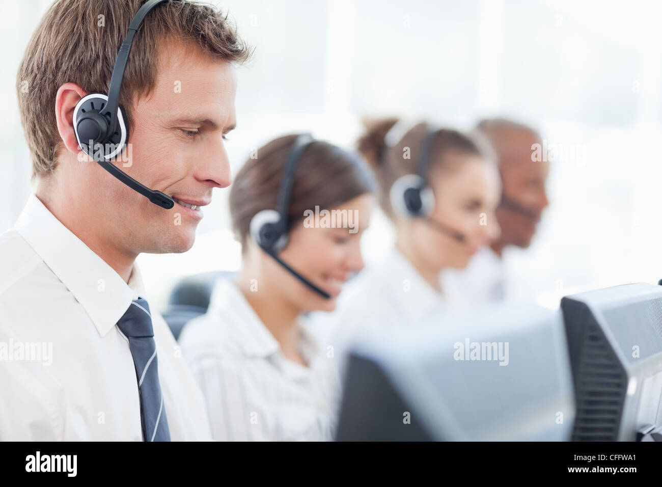 Male female call center agents hi-res stock photography and images - Alamy