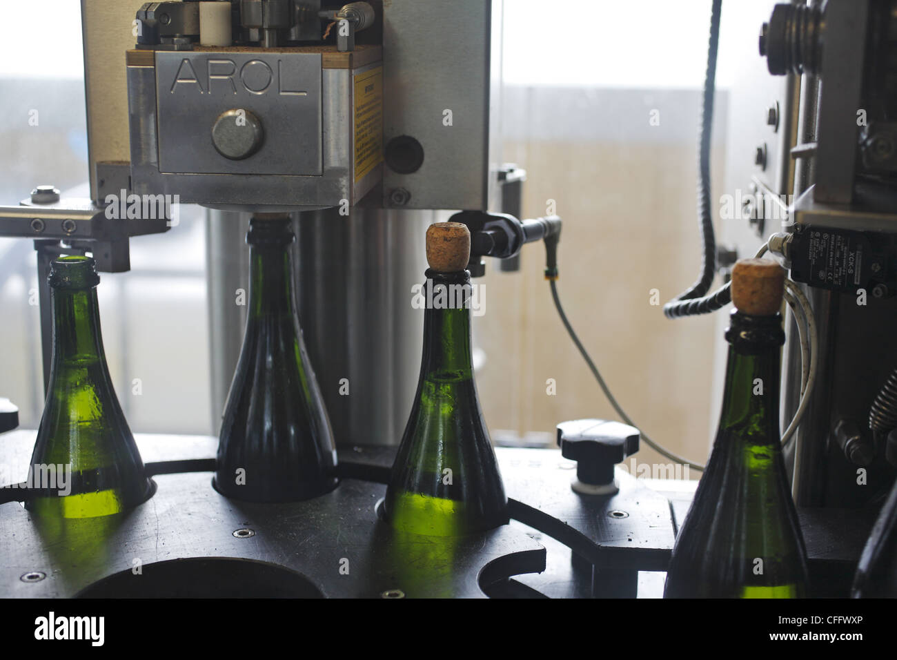 Wine bottling process, Montlouis, France Stock Photo - Alamy