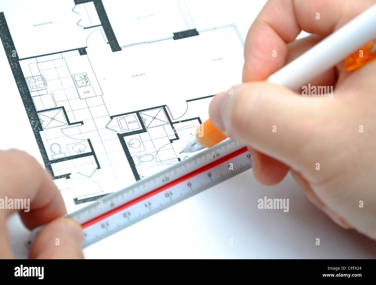 Measuring your new home size Stock Photo - Alamy