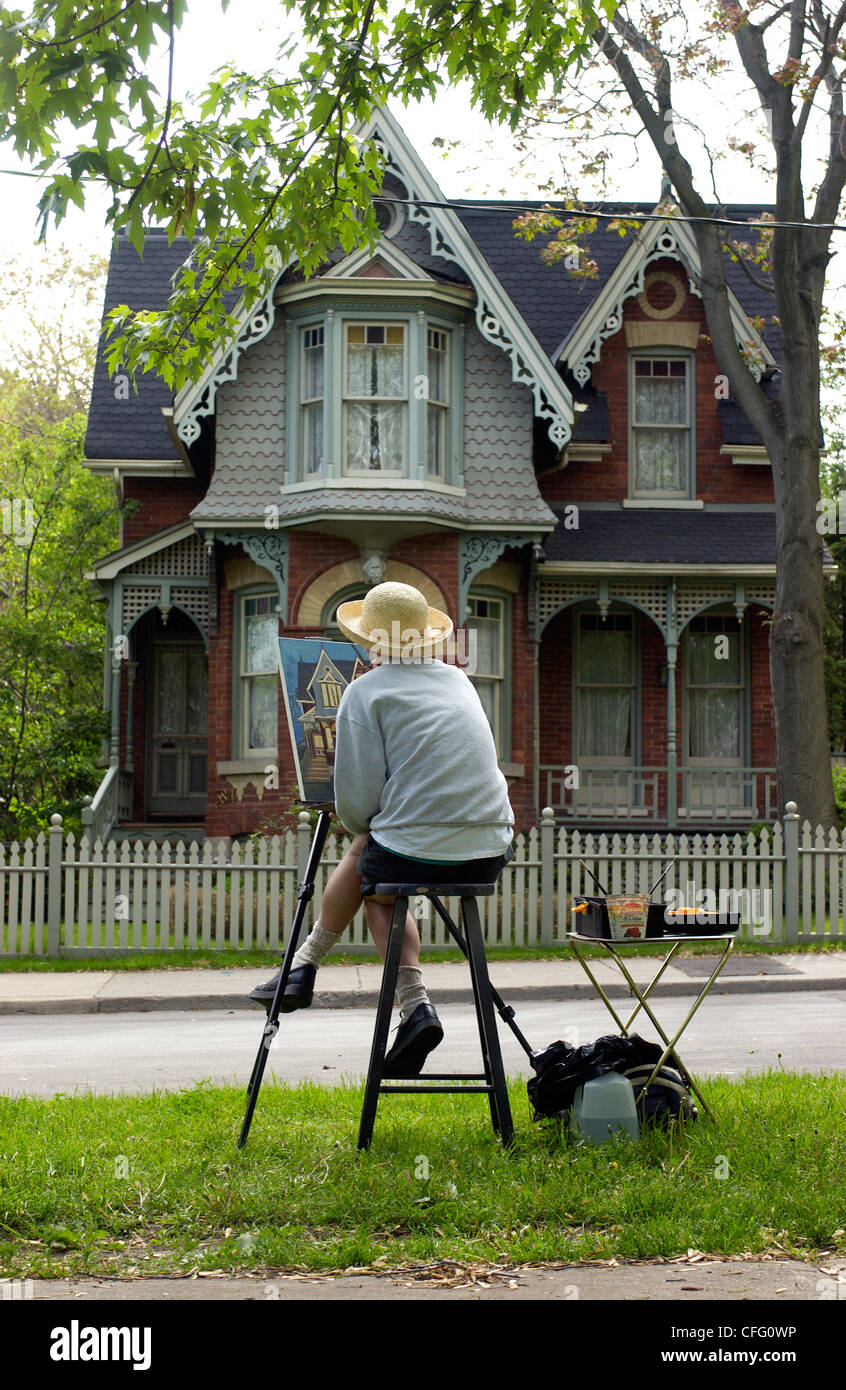FV5501, Brian Summers; Painter with Easel, Painting House Stock Photo ...