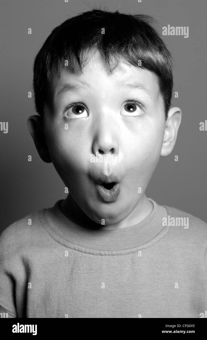 FV5499, Brian Summers; B/W Boy making Funny Face Stock Photo - Alamy