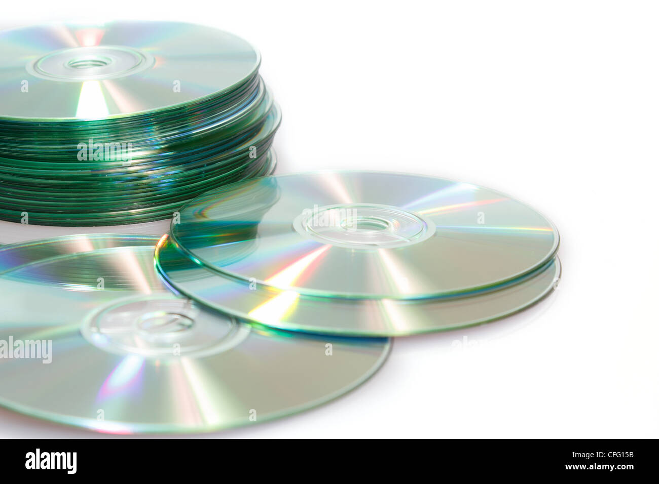 group of compact discs cd-rom on a white background Stock Photo - Alamy