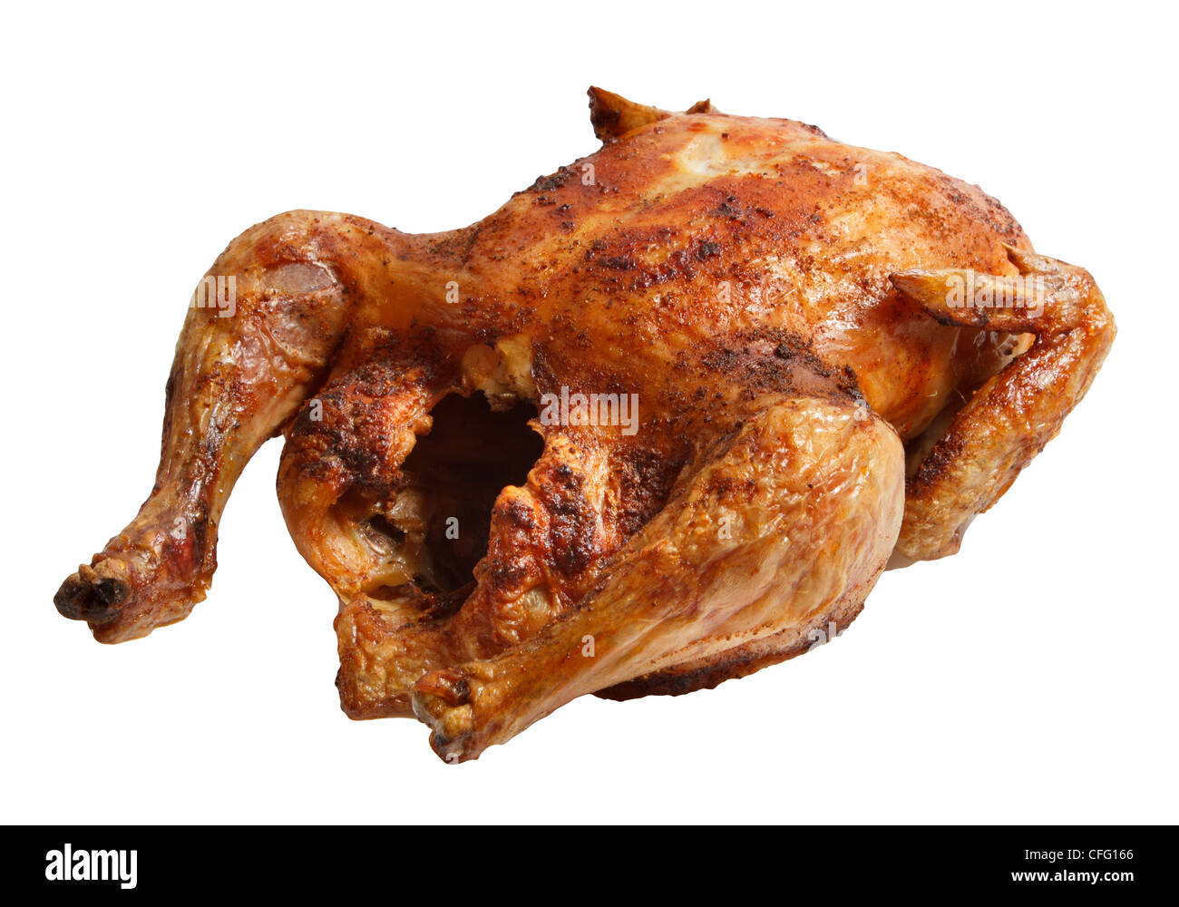 Roasted Chicken isolated on a white background Stock Photo - Alamy