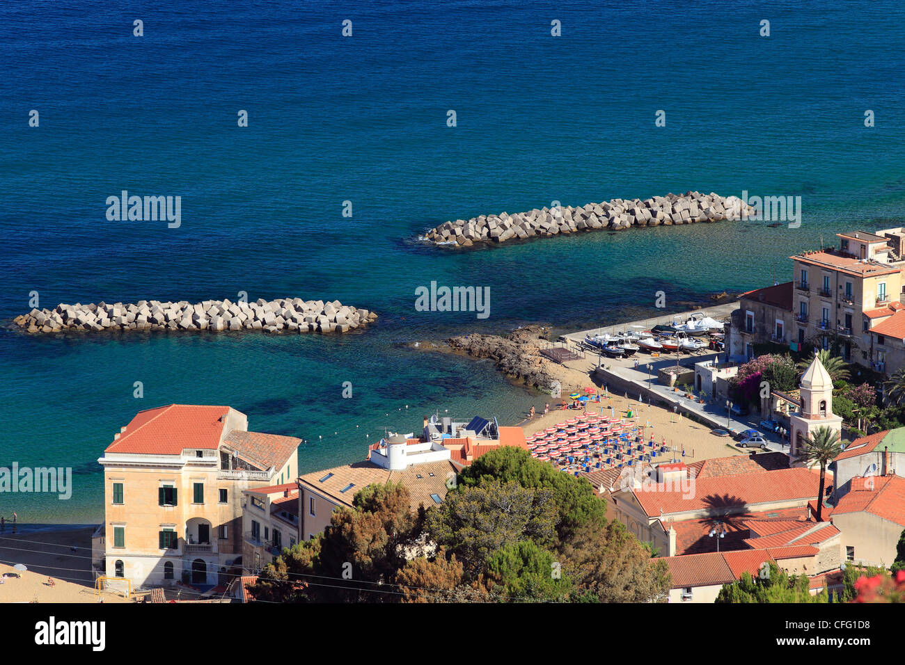 Italy, Campania, Cilento National Park, Castellabate, Santa Maria Beach ...