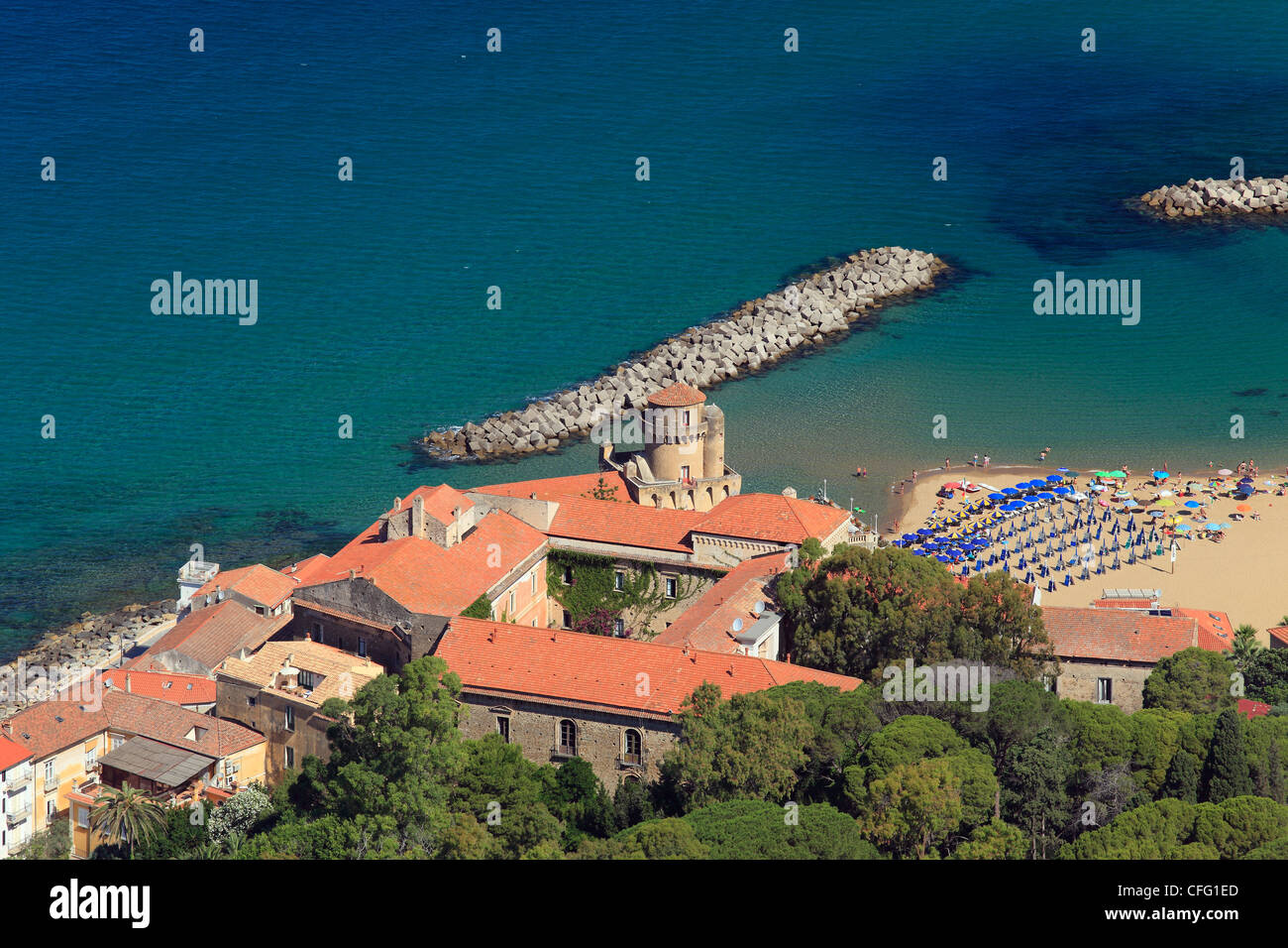 Italy, Campania, Cilento National Park, Castellabate, Santa Maria Beach ...