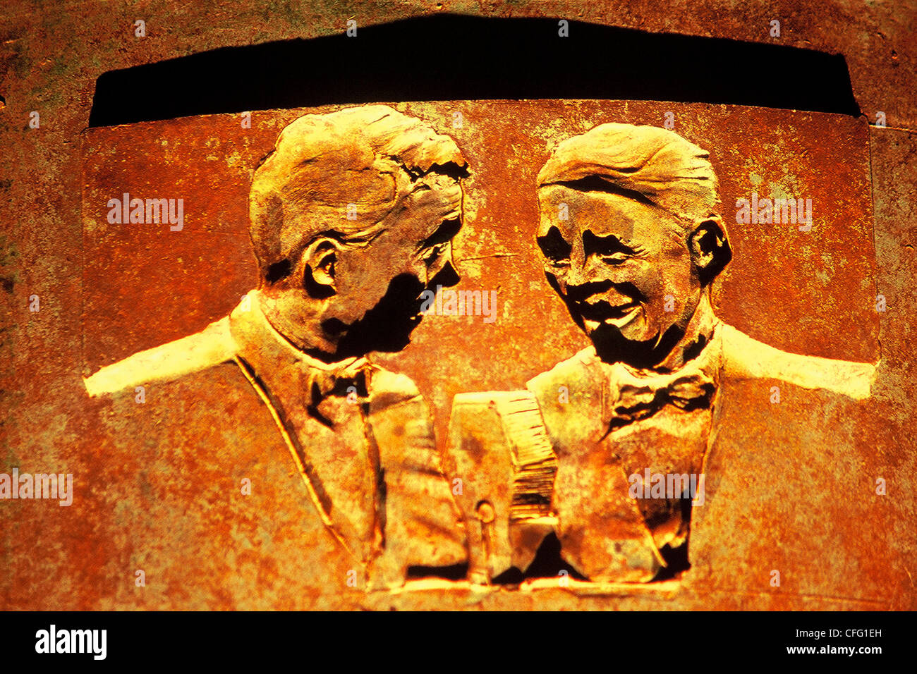 Close up of bronze bas-relief negative figure by Robert Graham Titled ...