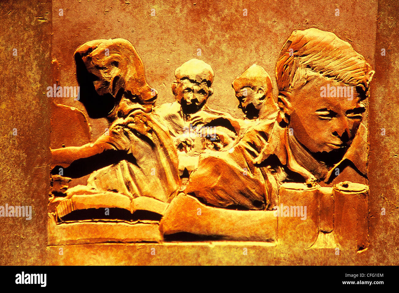 Close up of bronze bas-relief negative figure by Robert Graham Titled ...