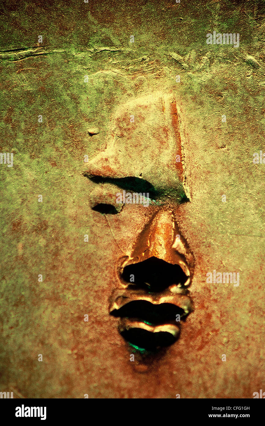 Close up of bronze bas-relief negative figure by Robert Graham Titled ...