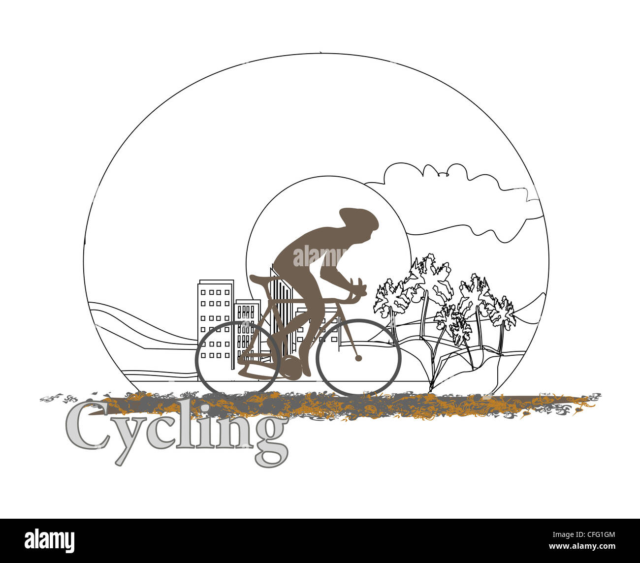 Cycling doodle Poster Stock Photo - Alamy