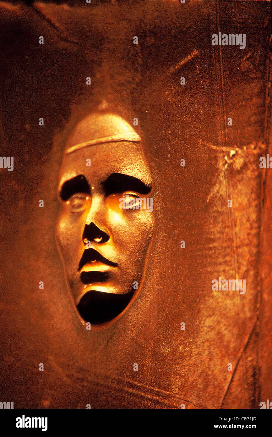 Close up of bronze bas-relief negative figure by Robert Graham Titled ...