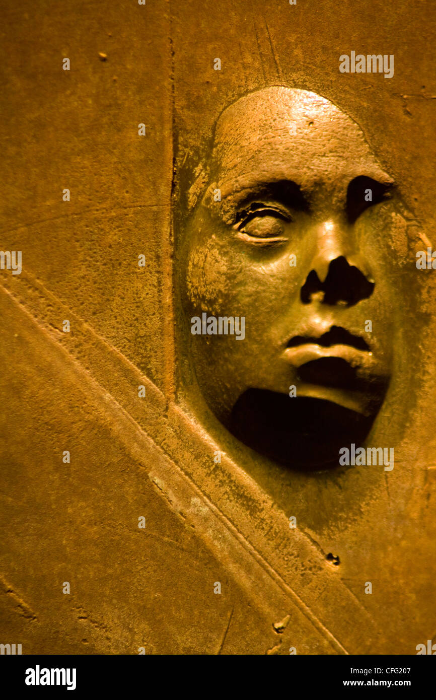 Close up of bronze bas-relief negative figure by Robert Graham Titled ...