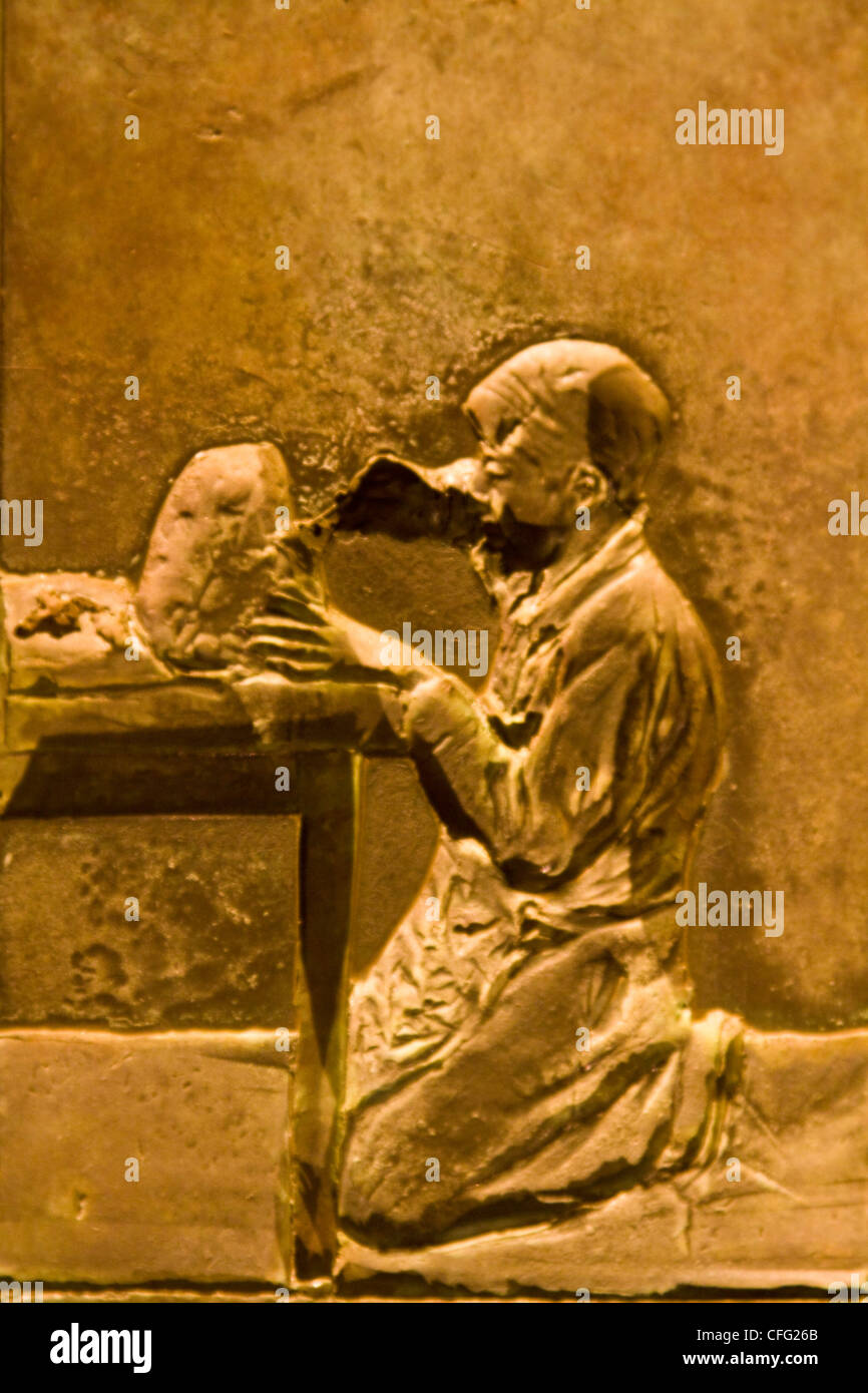 Close up of bronze bas-relief negative figure by Robert Graham Titled ...