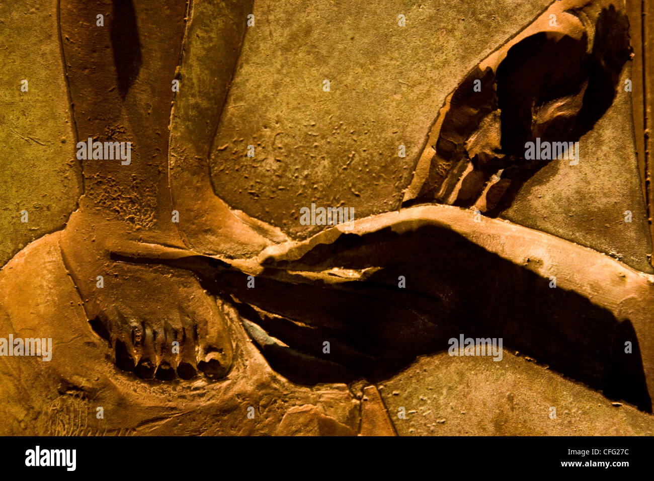 Close up of bronze bas-relief negative figure by Robert Graham Titled ...