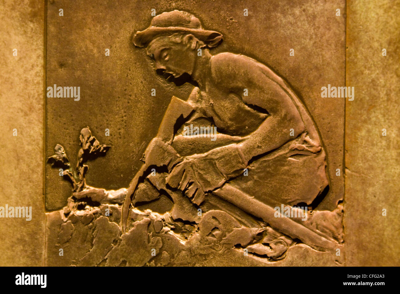 Close up of bronze bas-relief negative figure by Robert Graham Titled ...