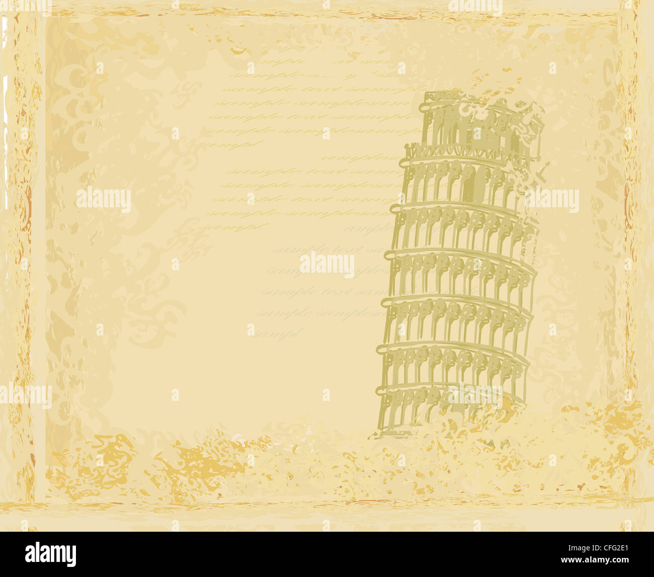 vector pisa tower grunge background Stock Photo - Alamy