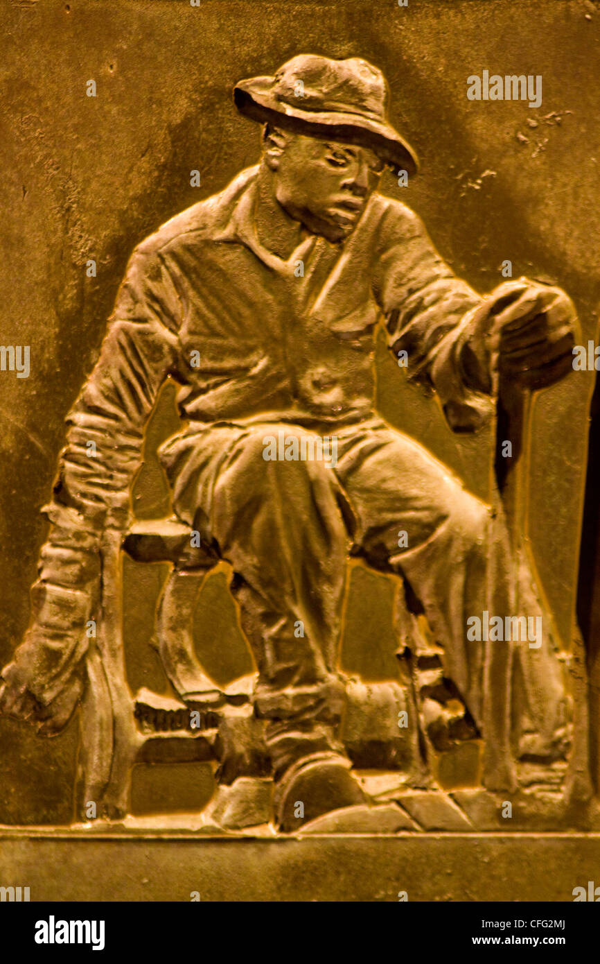 Close up of bronze bas-relief negative figure by Robert Graham Titled ...