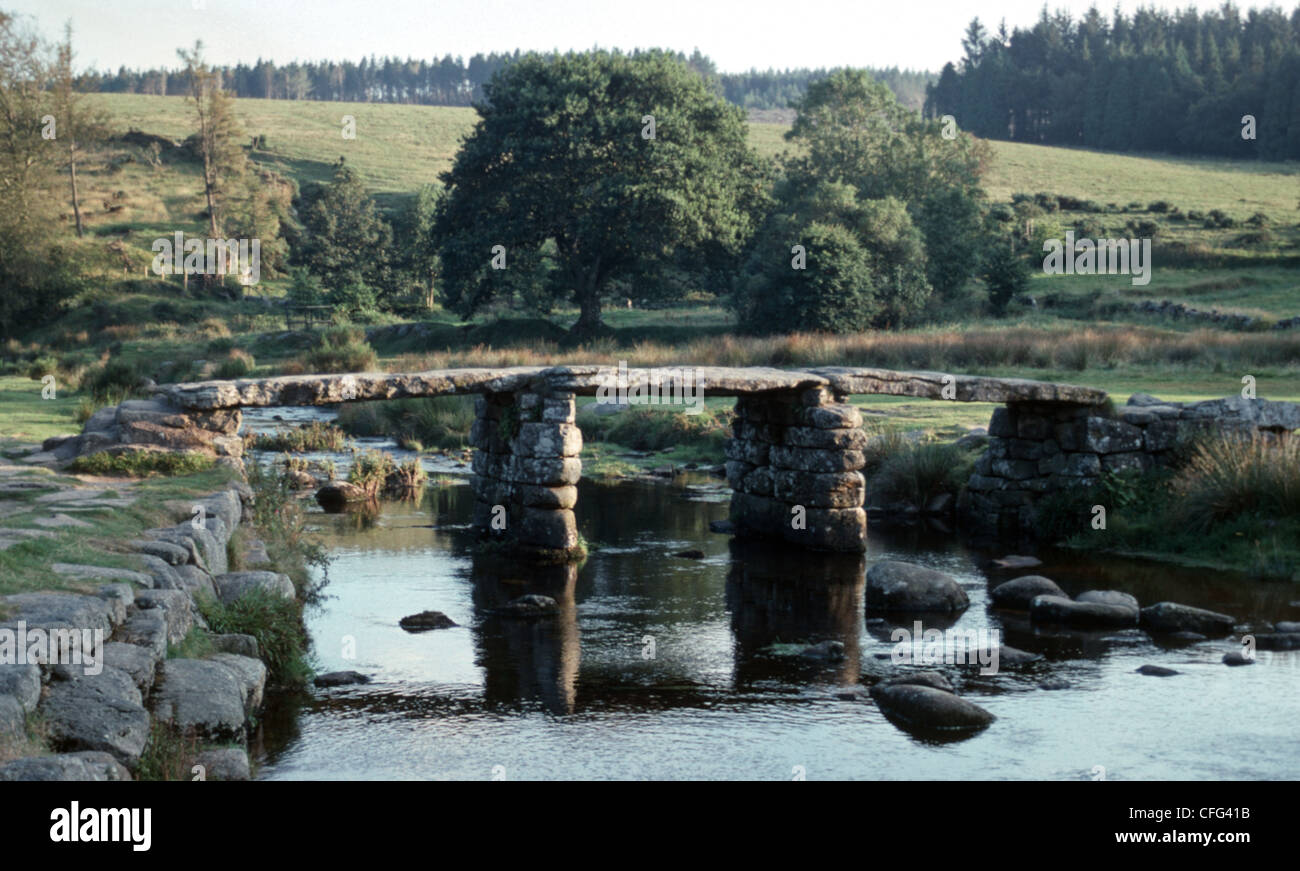 Postbridge Clapper Bridge Stock Photo - Alamy