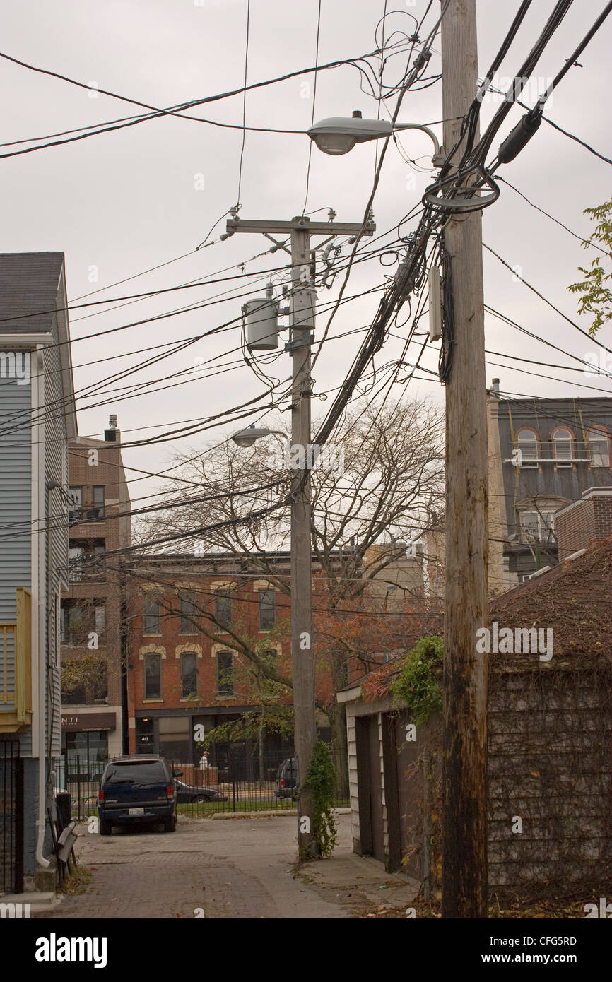 Tangle of overhead wires hi-res stock photography and images - Alamy