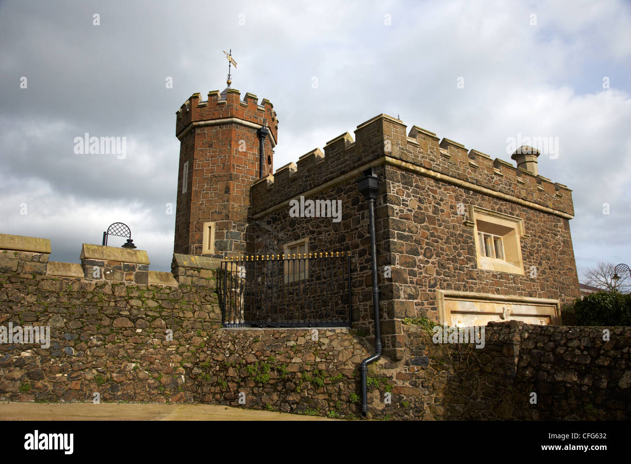 old antrim castle walls with barbican gate lodge county antrim northern ...