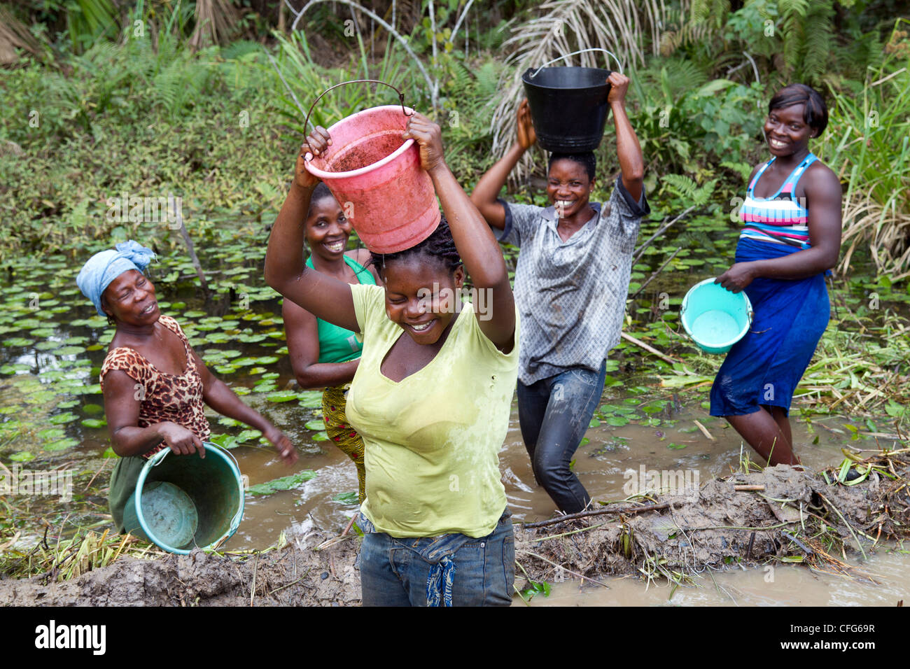 Traditional fishing near Dukoue,Ivory Coast ,Cote d'Ivoire,West Africa ...